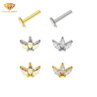 China Crown Lip Pin Body Piercing 316 Stainless Steel Cast Horse Eye Zircon Internally Thread Lip Jewelry CS0091 for sale