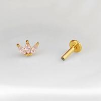 China Crown Lip Pin Body Piercing 316 Stainless Steel Cast Horse Eye Zircon Internally Thread Lip Jewelry CS0091 for sale