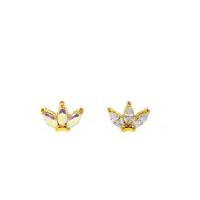 China Crown Lip Pin Body Piercing 316 Stainless Steel Cast Horse Eye Zircon Internally Thread Lip Jewelry CS0091 for sale