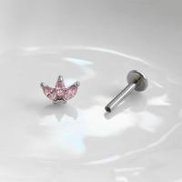 China Crown Lip Pin Body Piercing 316 Stainless Steel Cast Horse Eye Zircon Internally Thread Lip Jewelry CS0091 for sale