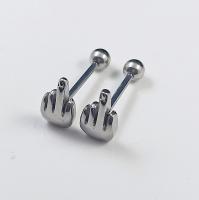China Punk Style 316L Medical Stainless Steel Hypoallergenic Middle Finger Tongue Nail Tongue Ring Human Body Piercing Ssp0812 for sale