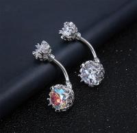 China Fashion Jewelry Zircon Flower Belly Button Ring Pendant Body Piercing Jewelry Zircon Belly Button Nail Navel Ring Ssp001 for sale