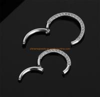 China 316L Stainless Steel Pierced Zircon Nose Ring Closed Ring Seamless Connection Nose Ring Earrings Multifunctional Segment Ring Sspr077 for sale