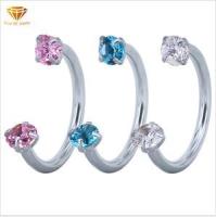 China Body Piercing Surgical Stainless Steel Jewelry Eyebrow Nails Hot Sale Double Head Zircon U-Shaped Eyebrow Ring Ssp028 for sale