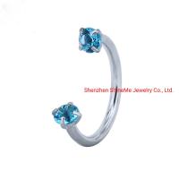 China Body Piercing Surgical Stainless Steel Jewelry Eyebrow Nails Hot Sale Double Head Zircon U-Shaped Eyebrow Ring Ssp028 for sale