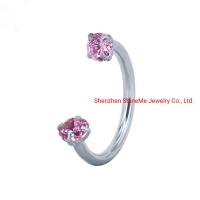China Body Piercing Surgical Stainless Steel Jewelry Eyebrow Nails Hot Sale Double Head Zircon U-Shaped Eyebrow Ring Ssp028 for sale