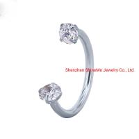 China Body Piercing Surgical Stainless Steel Jewelry Eyebrow Nails Hot Sale Double Head Zircon U-Shaped Eyebrow Ring Ssp028 for sale