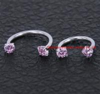 China Body Piercing Surgical Stainless Steel Jewelry Eyebrow Nails Hot Sale Double Head Zircon U-Shaped Eyebrow Ring Ssp028 for sale