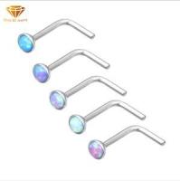 China Fashion Jewelry Opal Nose Nail Ring Stainless Steel 7-Shaped Curved Rod Nose Decoration Piercing Jewelry Ssp026 for sale