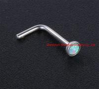 China Fashion Jewelry Opal Nose Nail Ring Stainless Steel 7-Shaped Curved Rod Nose Decoration Piercing Jewelry Ssp026 for sale