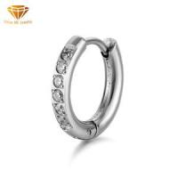 China Stainless Steel Coil Earrings Inlaid Zircon Smooth Titanium Steel Earrings Round Wire Stainless Steel Circle Earrings Ssp075 for sale