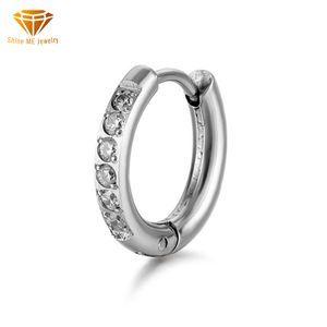 China Stainless Steel Coil Earrings Inlaid Zircon Smooth Titanium Steel Earrings Round Wire Stainless Steel Circle Earrings Ssp075 for sale