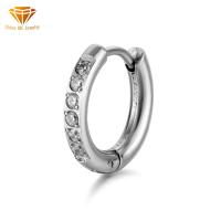 China Stainless Steel Coil Earrings Inlaid Zircon Smooth Titanium Steel Earrings Round Wire Stainless Steel Circle Earrings Ssp075 for sale