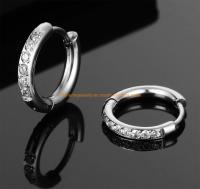 China Stainless Steel Coil Earrings Inlaid Zircon Smooth Titanium Steel Earrings Round Wire Stainless Steel Circle Earrings Ssp075 for sale