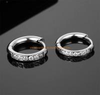 China Stainless Steel Coil Earrings Inlaid Zircon Smooth Titanium Steel Earrings Round Wire Stainless Steel Circle Earrings Ssp075 for sale