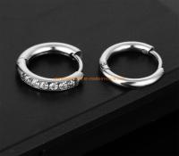 China Stainless Steel Coil Earrings Inlaid Zircon Smooth Titanium Steel Earrings Round Wire Stainless Steel Circle Earrings Ssp075 for sale