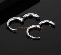 China Stainless Steel Coil Earrings Inlaid Zircon Smooth Titanium Steel Earrings Round Wire Stainless Steel Circle Earrings Ssp075 for sale