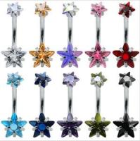 China Factory Direct Navel Ring European and American Fashion Personality Piercing Jewelry Stainless Steel Umbilical Ring Star Zircon Belly Button Ssp055 for sale