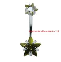 China Factory Direct Navel Ring European and American Fashion Personality Piercing Jewelry Stainless Steel Umbilical Ring Star Zircon Belly Button Ssp055 for sale