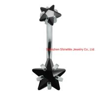 China Factory Direct Navel Ring European and American Fashion Personality Piercing Jewelry Stainless Steel Umbilical Ring Star Zircon Belly Button Ssp055 for sale
