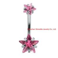 China Factory Direct Navel Ring European and American Fashion Personality Piercing Jewelry Stainless Steel Umbilical Ring Star Zircon Belly Button Ssp055 for sale