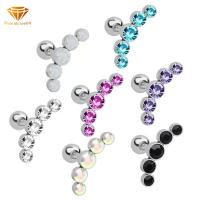 China Hot Sale Surgical Stainless Steel Jewelry Czech Diamond Earrings Earrings Ear Bone Nails Ear Nail Piercing Jewelry Ssp073 for sale