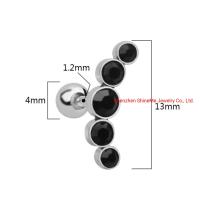 China Hot Sale Surgical Stainless Steel Jewelry Czech Diamond Earrings Earrings Ear Bone Nails Ear Nail Piercing Jewelry Ssp073 for sale