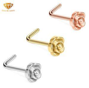 China Factory Wholesale New Titanium Steel Body Piercing Rose Nose Studs Ssp072 for sale