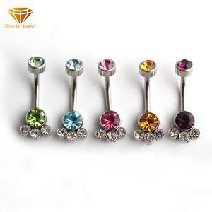 China Body Piercing Stainless Steel Jewelry Double-Headed Round Zircon Belly Ring Ssp070 for sale
