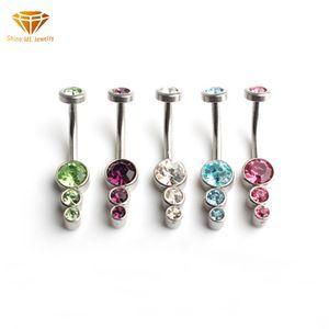 China Wholesale New Double-Headed Round Zircon Belly Button Body Piercing Unisex Double Zircon Piercing for Belly Ssp069 for sale