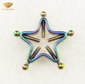 China Body Jewelry Stainless Steel Piercing Hypoallergenic Breast Ring Adjustable Screw Pentagram Breast Ring Sspb0225 for sale