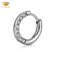 China New Stainless Steel Coil Earrings Inlaid Zircon Smooth Titanium Steel Earrings Round Wire Stainless Steel Circle Earrings Ssp051 for sale