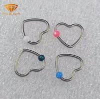 China Heart-Shaped Stainless Steel 3mm Opal Ball Closed Ring Nipple Ring Nose Ring Earring Piercing Jewelry Ssp050 for sale