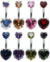 China Factory Direct Fashion Jewelry Surgical Stainless Steel Personality Heart-Shaped Belly Button Ring Double Love Zircon Belly Button Nail Umbilical Ring Ssp005 for sale