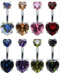 China Factory Direct Fashion Jewelry Surgical Stainless Steel Personality Heart-Shaped Belly Button Ring Double Love Zircon Belly Button Nail Umbilical Ring Ssp005 for sale