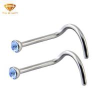 China Factory Direct Popular Male and Female Body Piercing Jewelry Stainless Steel Inlaid Zircon 5 Word Curved Nose Nails Ssp060 for sale