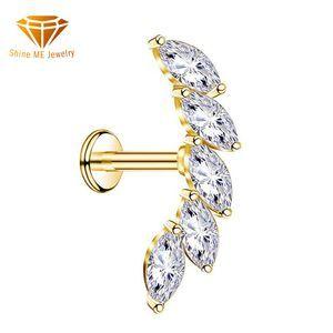 China Petal Shaped Claw Zircon Inner Teeth Lip Nail Earrings 316 Stainless Steel Cast Pierced Jewelry Lip Decoration CS0085 for sale