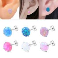 China 3/4/5mm Mini Opal Earrings for Women Stainless Steel Thin Rod Piercing Earrings European and American Earrings Smer0425 for sale