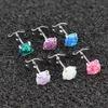 China 3/4/5mm Mini Opal Earrings for Women Stainless Steel Thin Rod Piercing Earrings European and American Earrings Smer0425 for sale