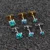 China 3/4/5mm Mini Opal Earrings for Women Stainless Steel Thin Rod Piercing Earrings European and American Earrings Smer0425 for sale