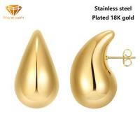 China New Water Droplet Stainless Steel Earrings Cross-Border Light Luxury Chubby Design 18K Gold Rain Droplet Titanium Steel Teardrop Earrings Smer0650 for sale