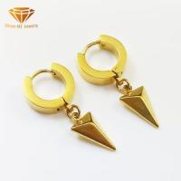 China Temperament High-End Simple Retro Stainless Steel Titanium Ear Buckle Earrings European and American Personality IP 18K Gold Triangle Pendant Earrings Er0026 for sale