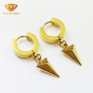 China Temperament High-End Simple Retro Stainless Steel Titanium Ear Buckle Earrings European and American Personality IP 18K Gold Triangle Pendant Earrings Er0026 for sale