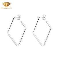 China European and American Silver Jewelry Ear Studs Geometric Opening Earrings Stainless Steel Gold-Plated Diamond Earrings Er0216 for sale