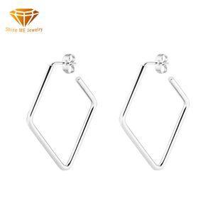 China European and American Silver Jewelry Ear Studs Geometric Opening Earrings Stainless Steel Gold-Plated Diamond Earrings Er0216 for sale