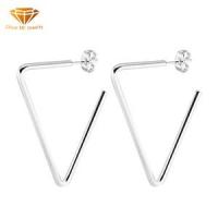 China Fashion Jewelry Titanium Steel Simple Geometric Opening Triangle Earrings Stainless Steel Gold-Plated Diamond Earrings Er0217 for sale