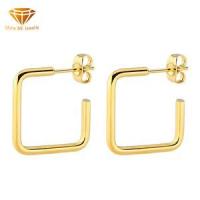 China European and American Fashion Titanium Steel Simple Geometric Opening Square Earrings Stainless Steel Gold-Plated Earrings Er0215 for sale