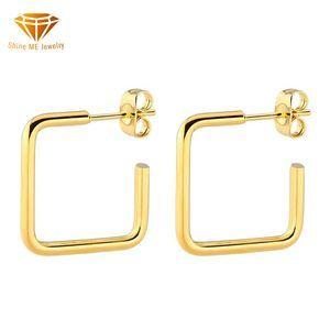 China European and American Fashion Titanium Steel Simple Geometric Opening Square Earrings Stainless Steel Gold-Plated Earrings Er0215 for sale