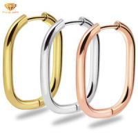 China European and American Earrings Ear Buckle Simple Stainless Steel Earring Oval Ear Buckle Gold-Plated Retro Design Titanium Steel Ear Buckle New Style Er0203 for sale