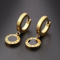China European and American New Titanium Steel Roman Numeral Symbol Earrings Stainless Steel Rose Gold Round Cake Pendant Earrings for Men Er0069 for sale
